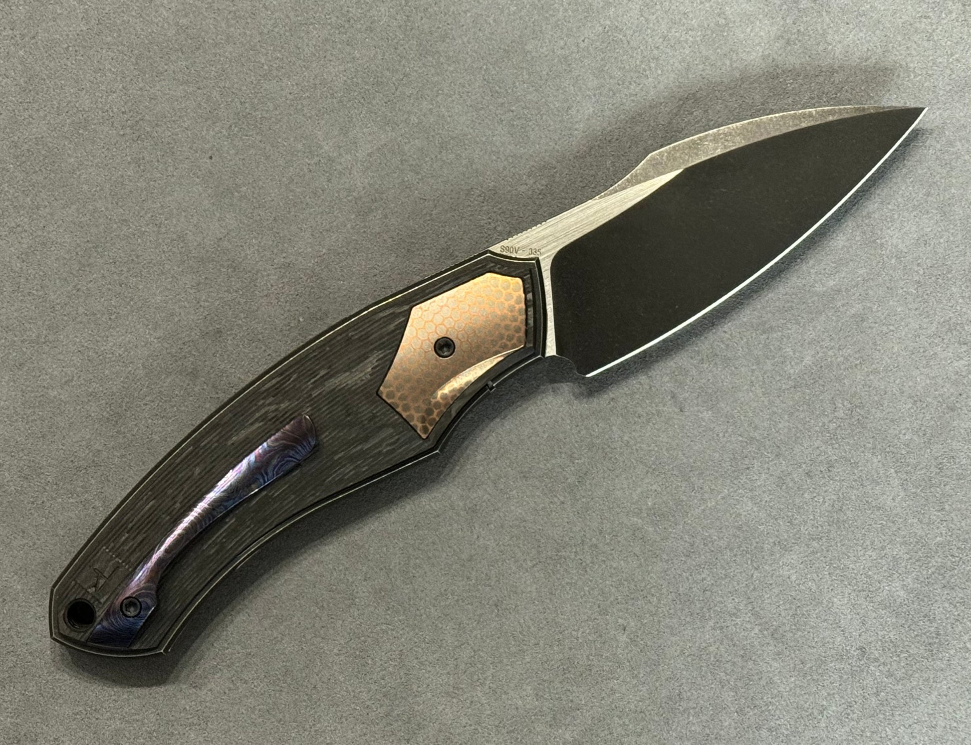 Custom Knife Factory Davless Carbon Fiber & Superconductor w/ Two Tone ...