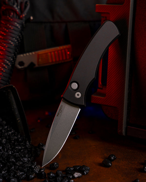 Pro-Tech DUKE2101 Duke AUTO - Black 6061 Aluminum Handle - Stonewash ...